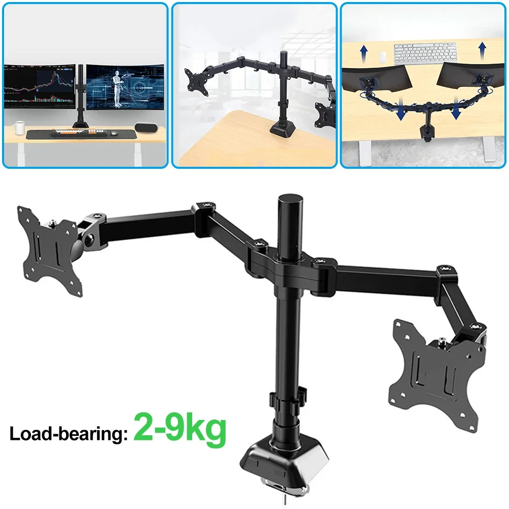 Single-Dual-Monitor-Desk-Mount-Adjustable-Height-and-Angle-Monitor-Arm ...