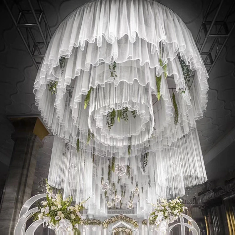 White-Theme-Wedding-Stage-Ceiling-Decoration-S-shaped-Wave-Design ...