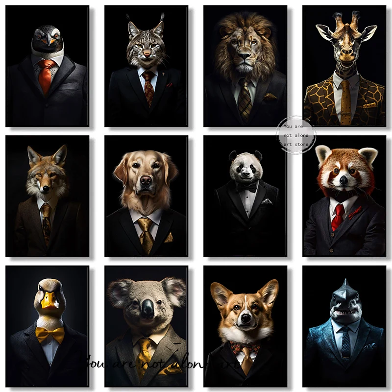 Abstract-Business-Style-Animal-Business-Dog-cat-Penguin-Bobcat-Giraffe ...