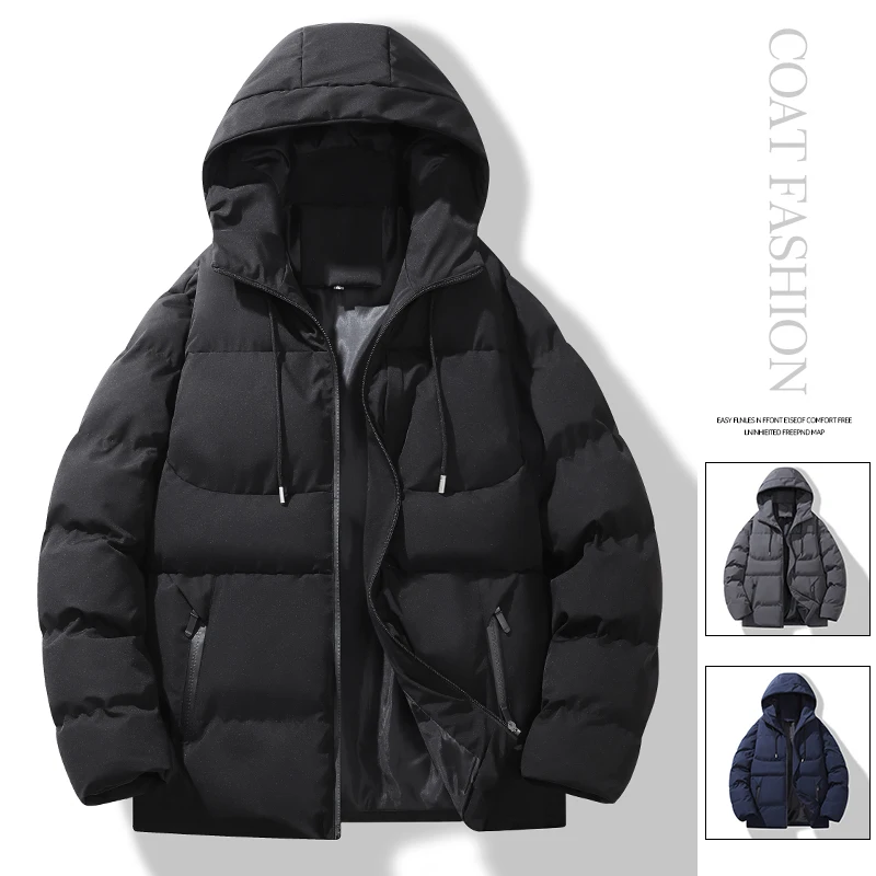 Men-s-Winter-Cotton-Jacket-Solid-Color-Zipper-Hooded-Cotton-Parkas ...
