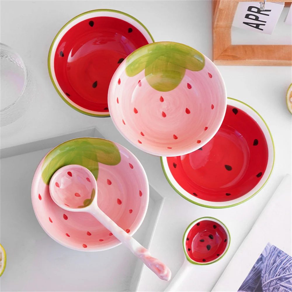 Japanese-Ceramic-Bowl-Watermelon-Strawberry-Cute-Tableware-Children ...