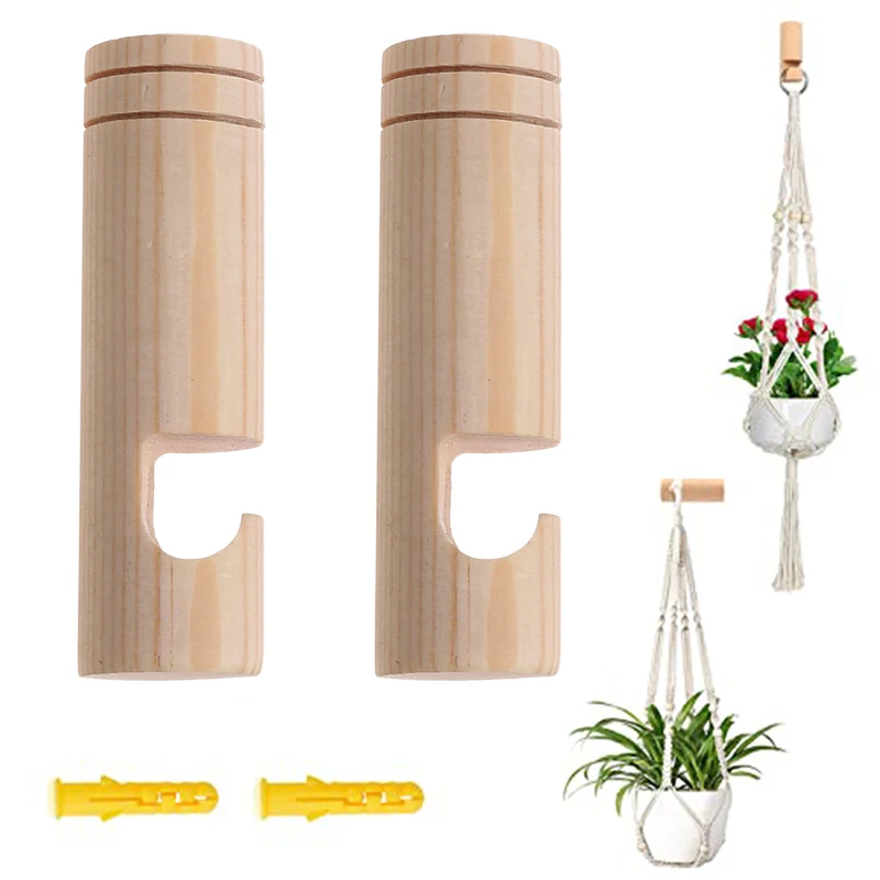 1-2Pcs-Natural-Wood-Wall-Plant-Hangers-Hanging-Flower-Pot-Hook-Nordic ...