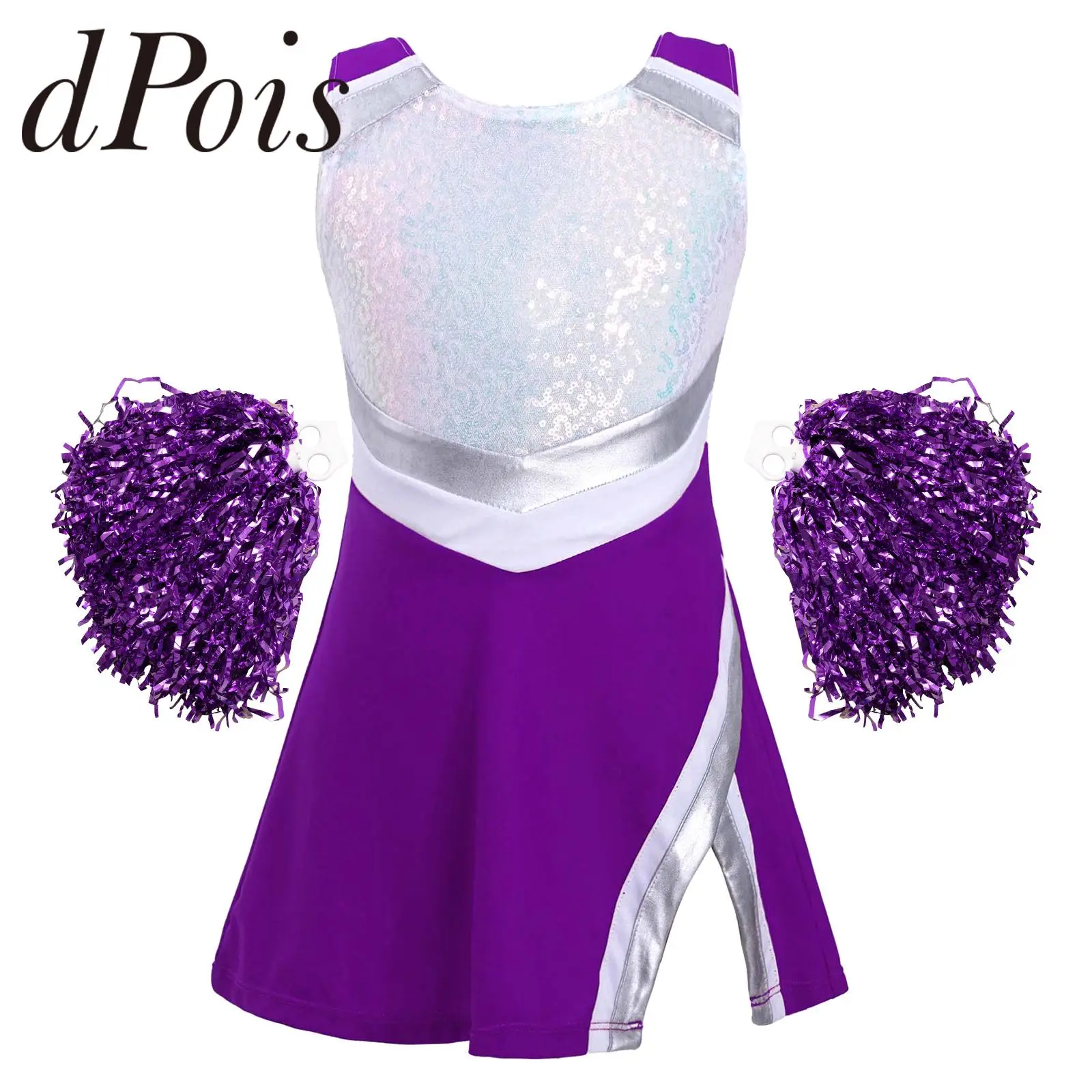 Kids-Girls-Cheerleading-Outfit-Sleeveless-Cheerleader-Costume-With ...