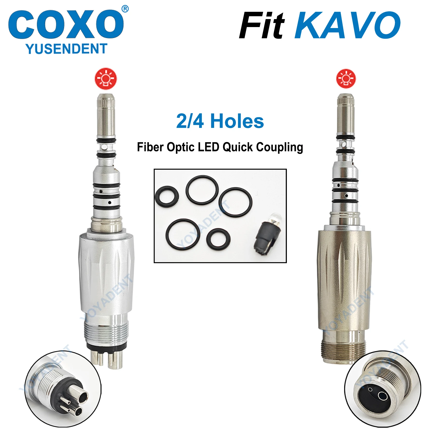COXO Dental Quick Coupling 2/4 Pin Adaptor LED Bulb Replacement with O ...