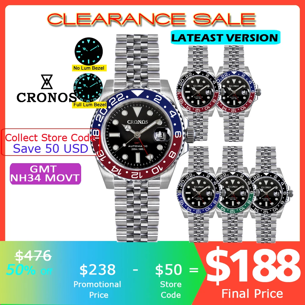 Cronos-GMT-NH34-Automatic-Men-Watch-Bidirectional-Bezel-Sapphire-20-ATM ...