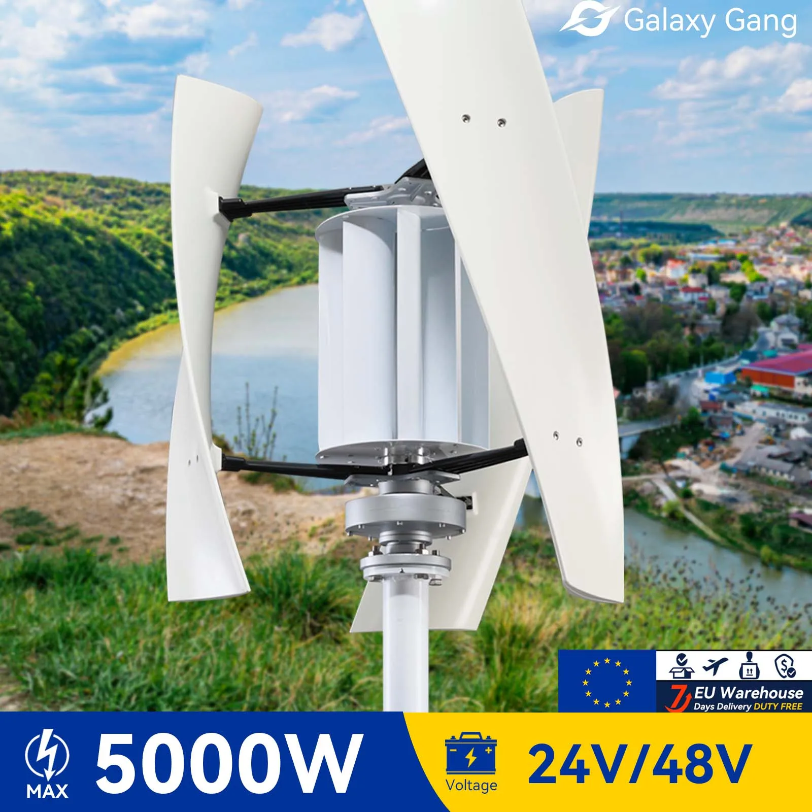 Galaxy Gang 5KW 5000w Vertical Axis Maglev Windmill Turbine High Voltage Generator 24V 48V With ...