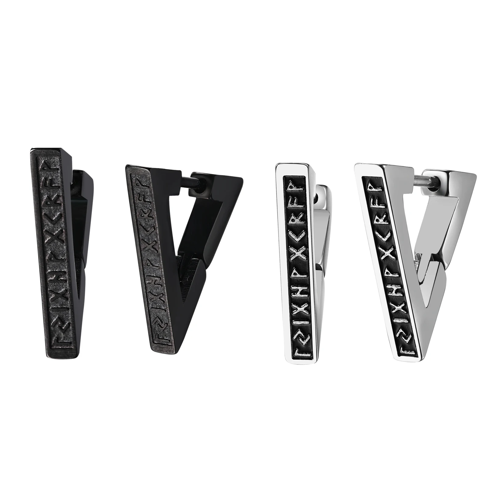 BONISKISS-Vintage-Norse-Viking-Runes-Black-Earrings-Triangle-Stainless ...