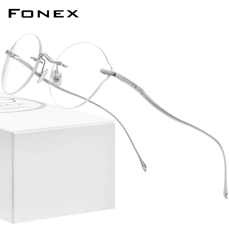 FONEX-Pure-Titanium-Glasses-Frame-Women-Rimless-Eyeglasses-Frame-2024 ...
