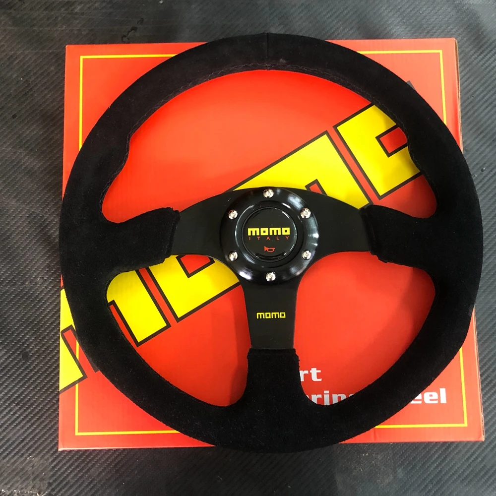 MOMO de carreras Universal de 14 pulgadas, Volante de cuero de ante ...