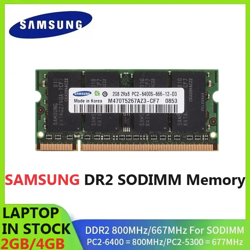 New Sealed SAMSUNG Memory Notebook DDR2 SODIMM 800Mhz 2GB 4GB PC2-6400 ...