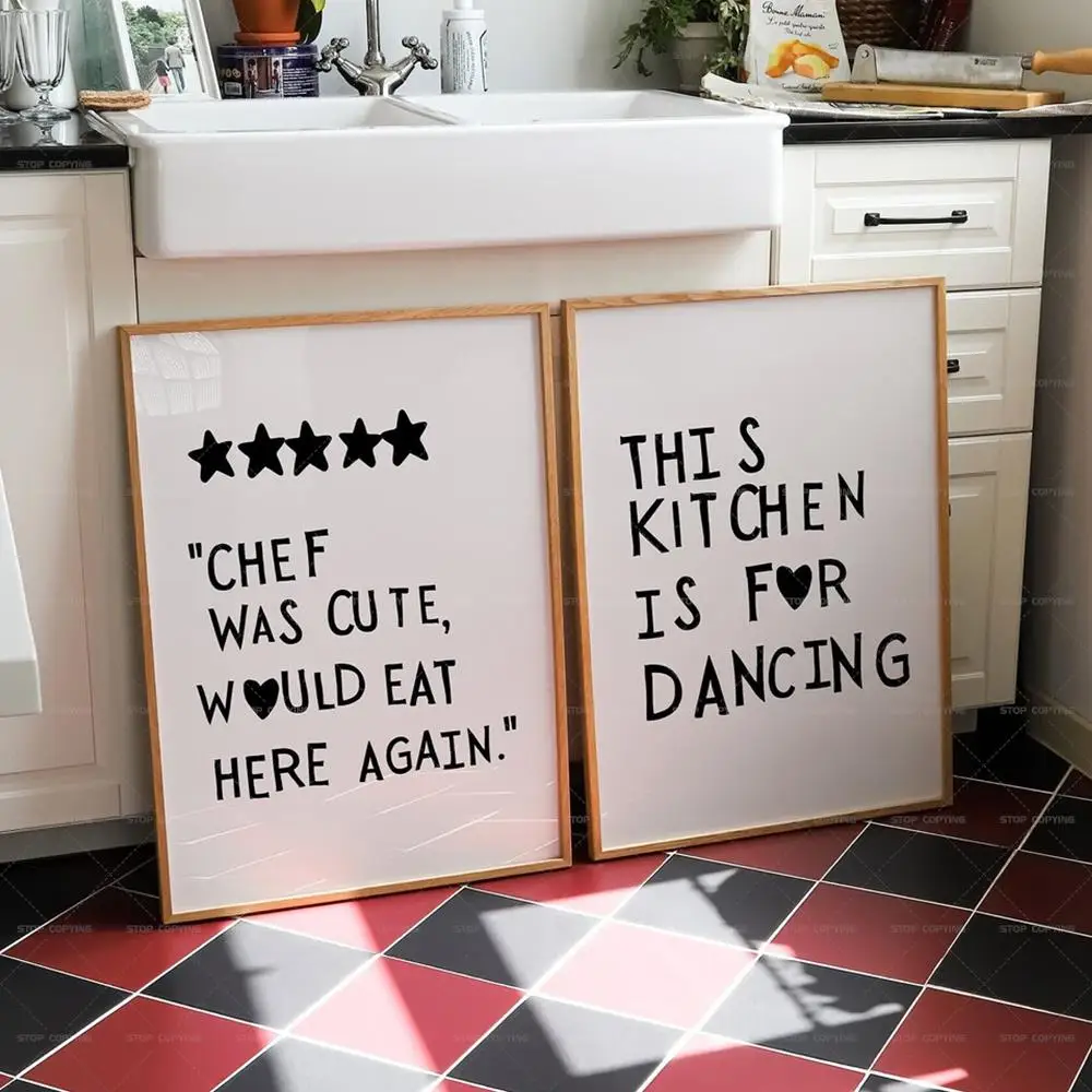 Minimalist-Heart-Black-Chef-Motivational-Quotes-Cute-Cooking-Art-Wall ...