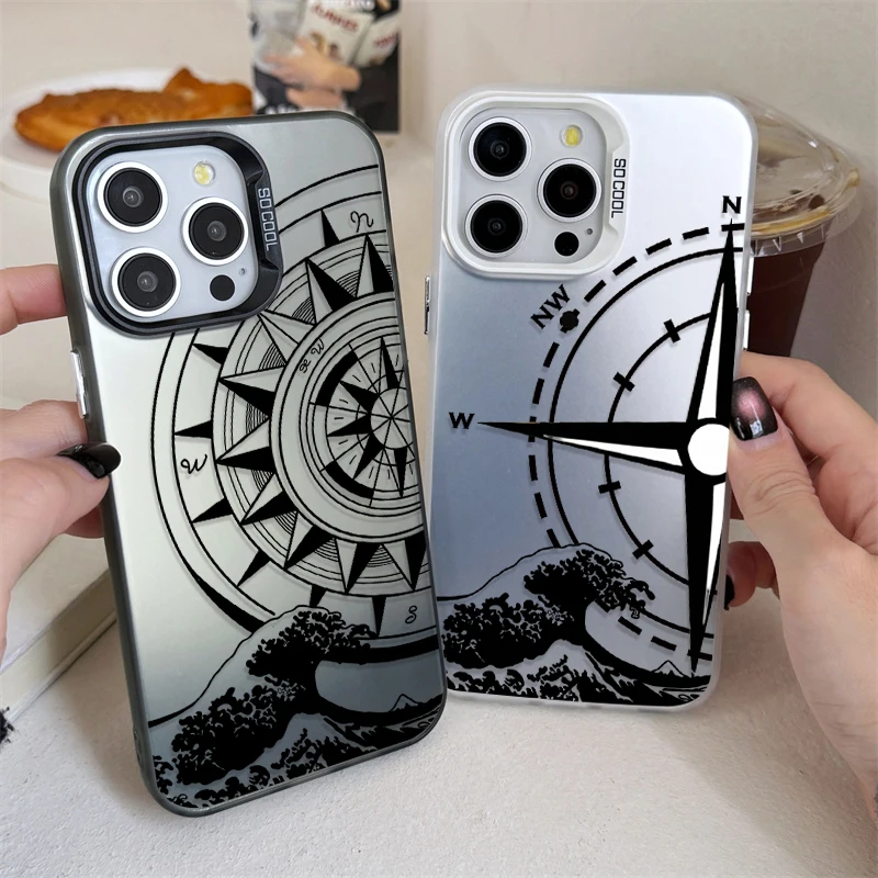 Fashion Wave Compass Case for Samsung Galaxy S23 S24 S25 Ultra S22 S21 ...