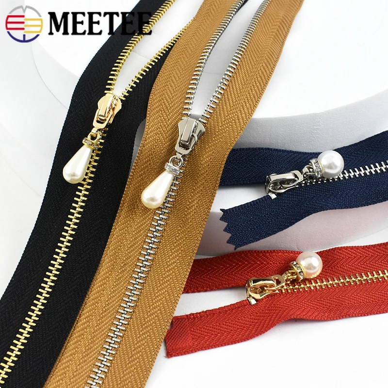 3Pcs-3-Pearl-Ziper-Pull-Metal-Zippers-for-Sewing-15-30cm-Close-End ...