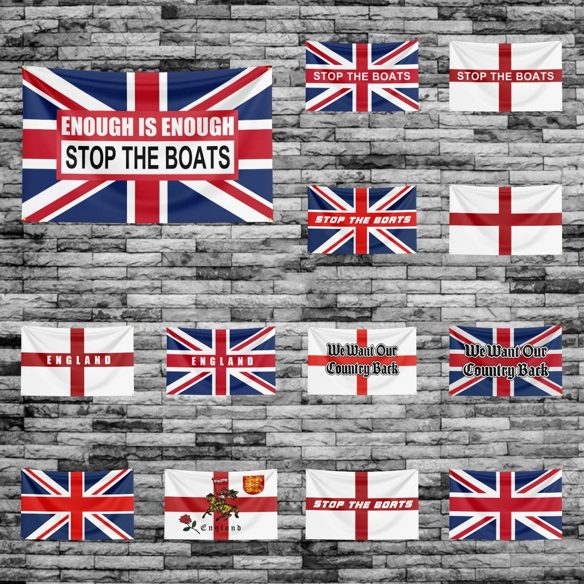 Red Cross UK United Kingdom Britain England Stop The Boats Flag ...