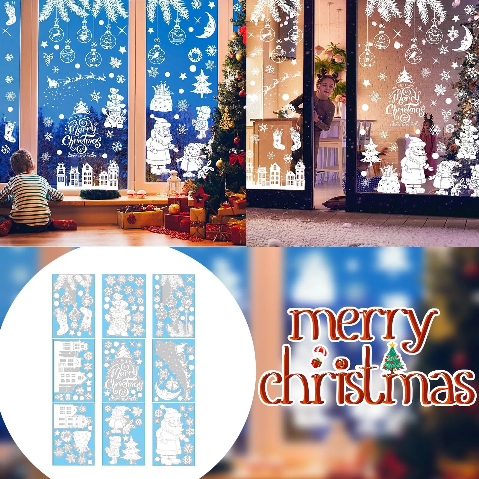 Bedroom-Wall-Christmas-Window-Stickers-Snowflakes-Santa-Window-Stickers ...