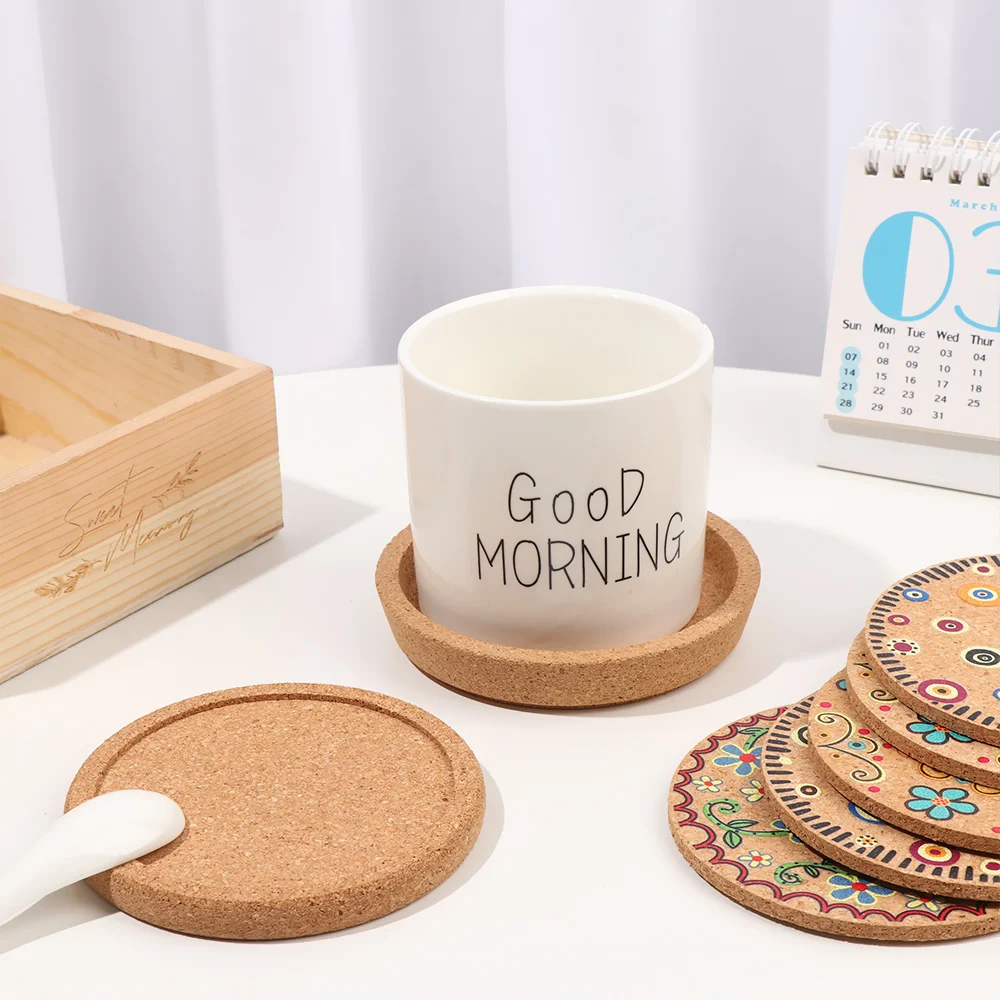 Non-Slip-Cork-Coasters-Natural-Wooden-Round-Coffee-Cup-Mat-Heat ...