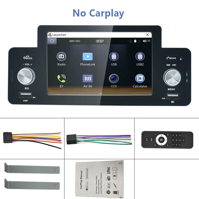 X-REAKO 1 Din Car Stereo Radio 5.1'' Touch Screen Carplay Universal Car ...