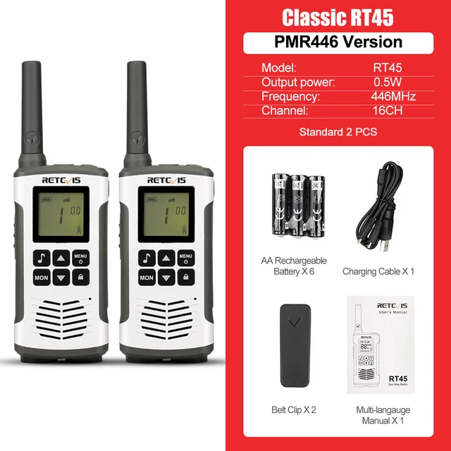 Retevis IP67 Waterproof Walkie Talkie 2 pcs Two-way Radio Receiver RT45 ...