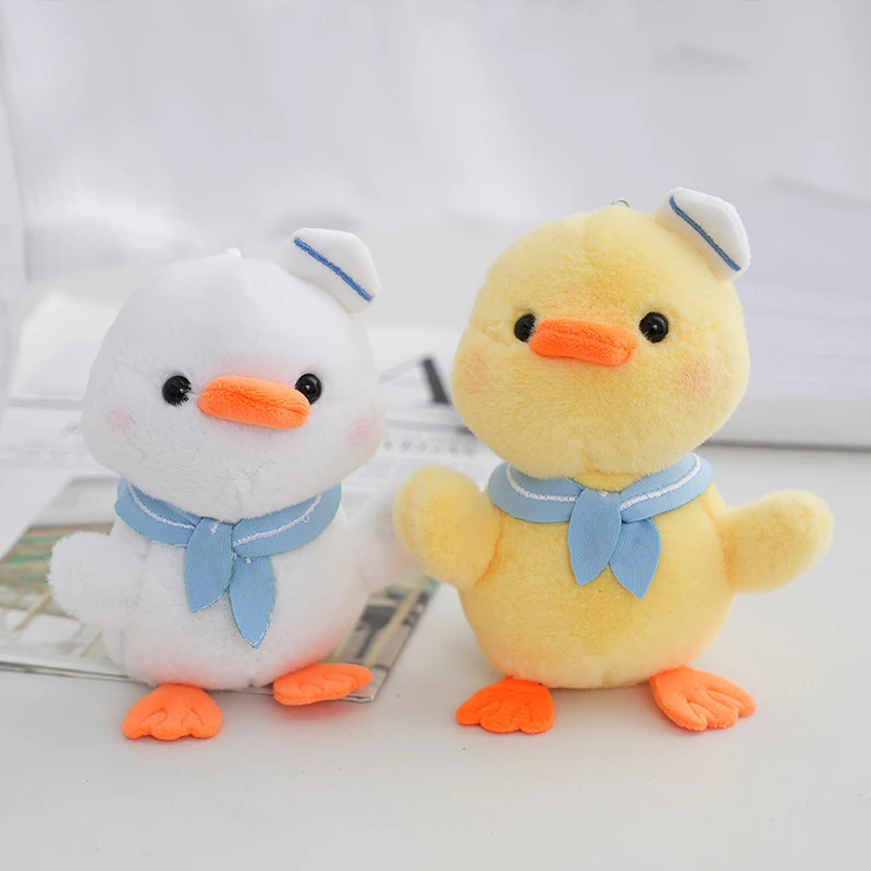 Cute-Sailor-Hat-Scarf-Little-Yellow-Duck-Plush-Keychain-Soft-Stuffed ...
