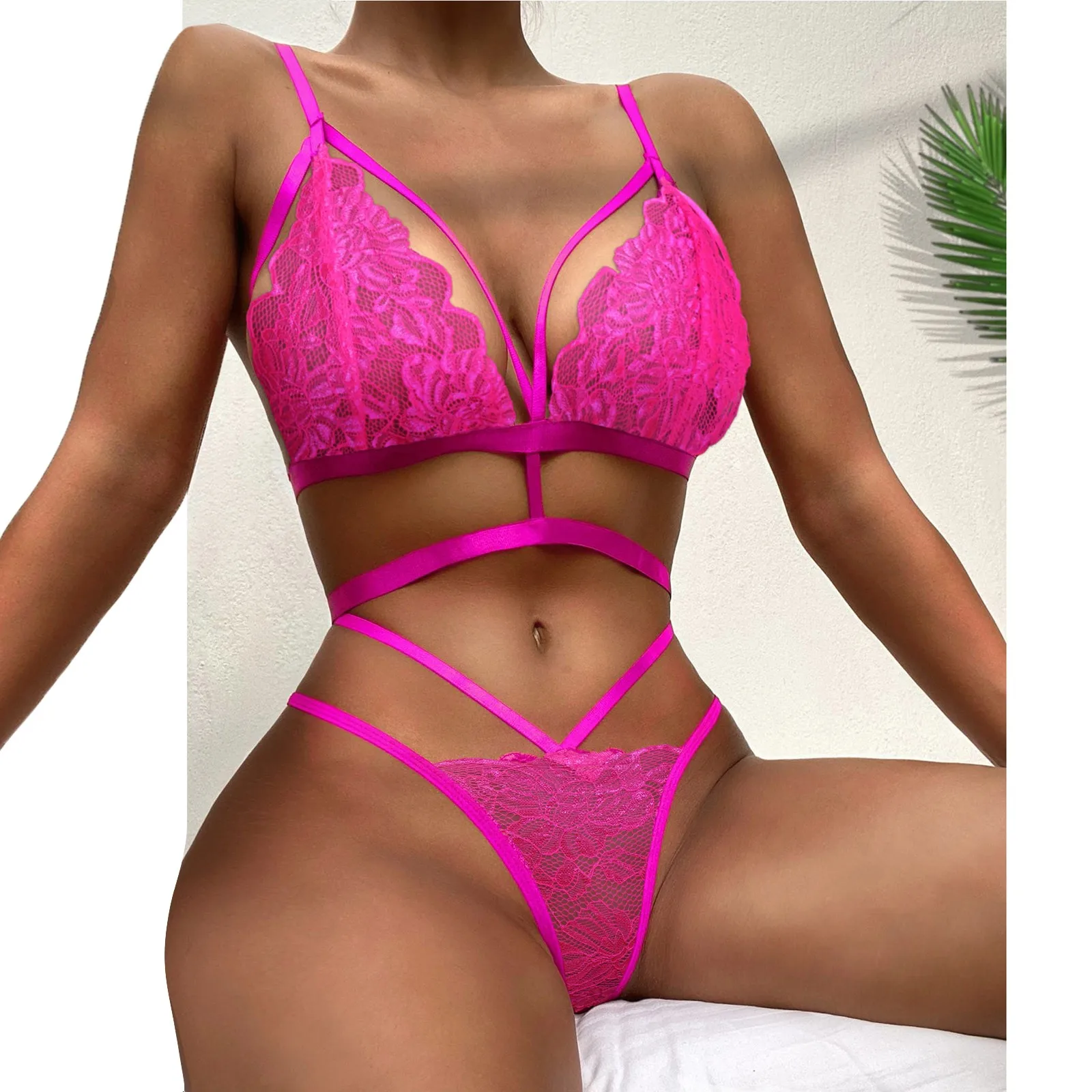 Conjunto de lencería erótica para mujer, conjunto de lencería Sexy, lencería transparente ...