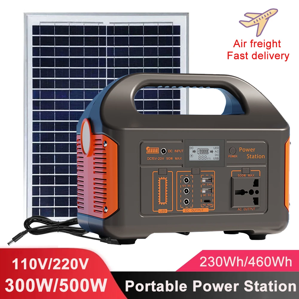 300W-500W-Portable-Power-Station-460Wh-Solar-Generator-110V-220V-Camping-Solar-Charging-Station ...