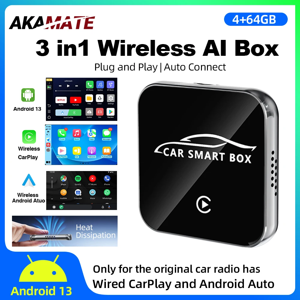 3 en 1 inalámbrico CarPlay Android Auto incorporado Netflix YouTube ...