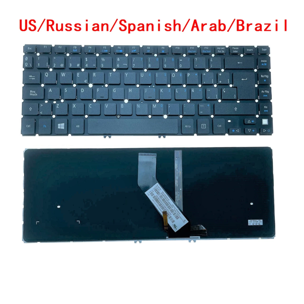 New-US-Russian-Spanish-Arab-Brazil-Backlit-Keyboard-For-Acer-Aspire-V5 ...