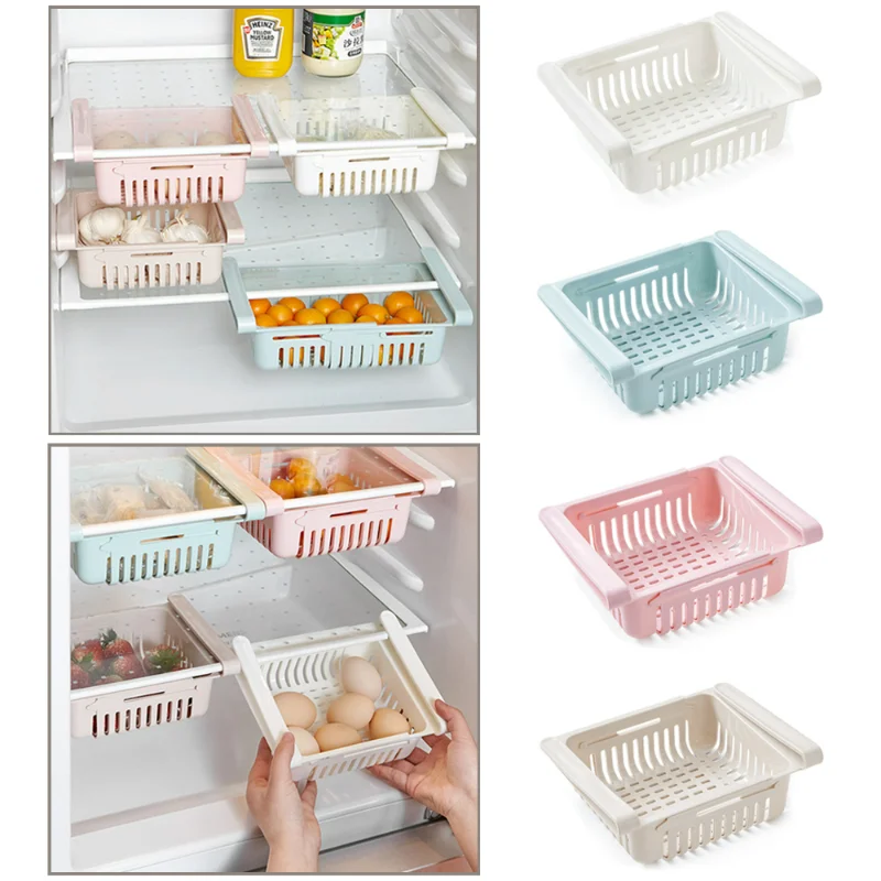 Refrigerator-Storage-Box-Plastic-Organizer-Retractable-Drawer-Container ...