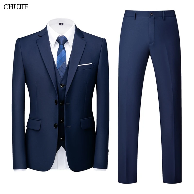 High Quality Suits Elegant For Men Wedding 3 Pieces 2 Set Groom's Full ...