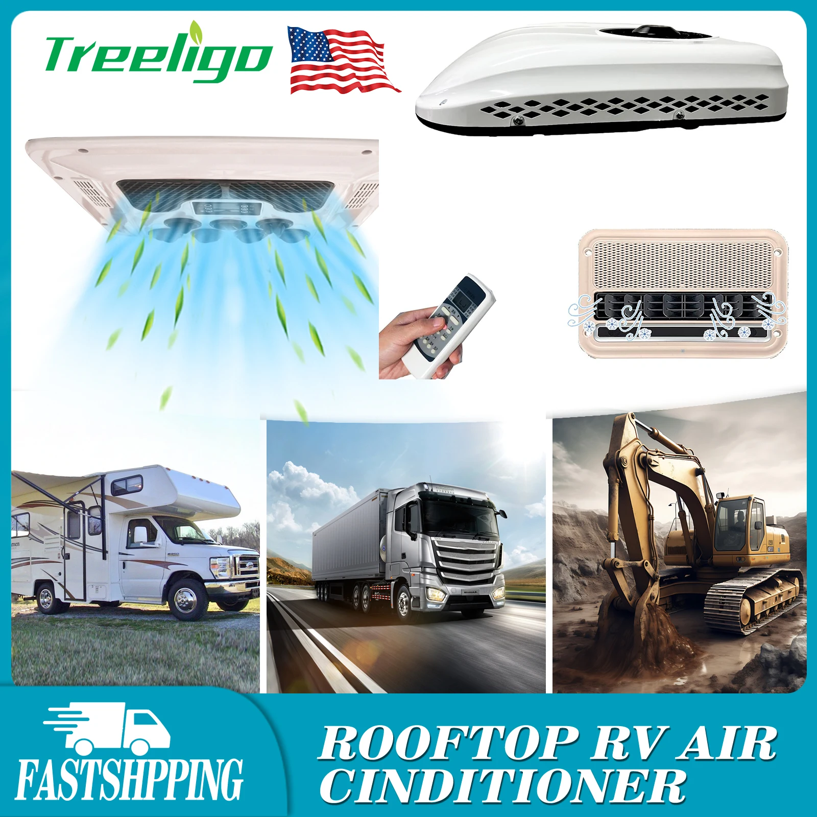Treeligo-12V-24V-Cooling-RV-Rooftop-Air-Conditioner-13500BTU-Electric ...