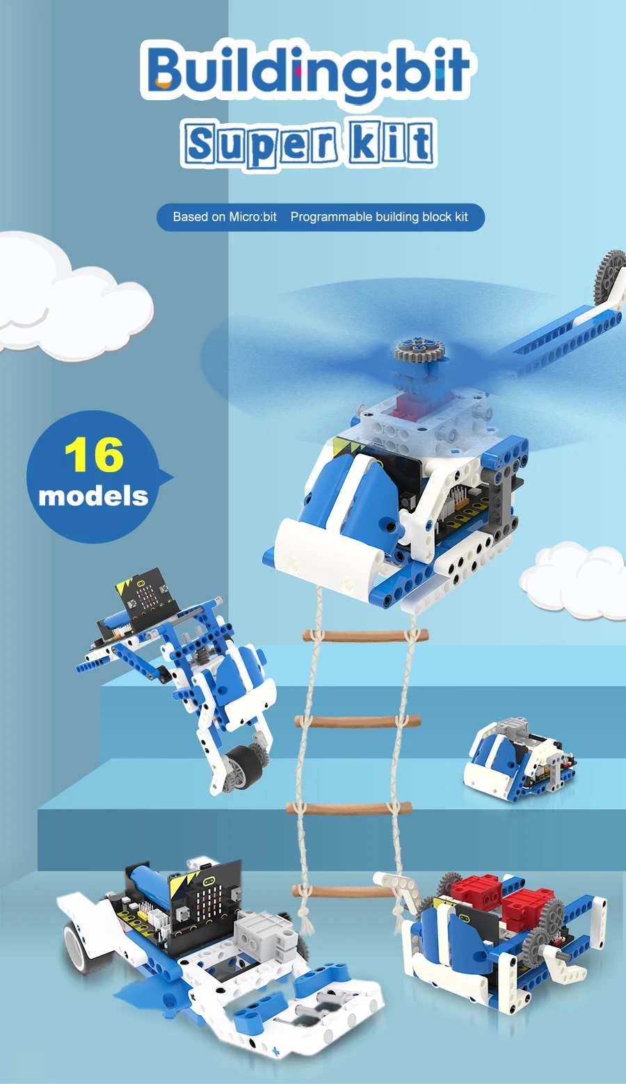 BBC Microbit V2 Robot Kit 16 in 1 STEM Projects with Sensor Module DIY ...