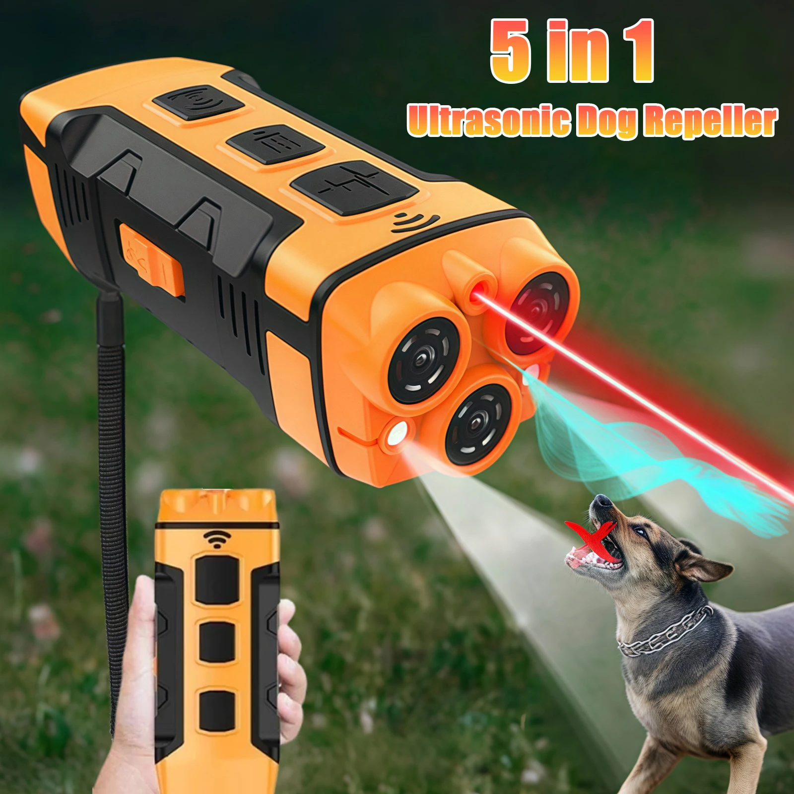 5 in 1 High Power Ultrasonic Dog Repeller Puppy Anti-bark Training ...