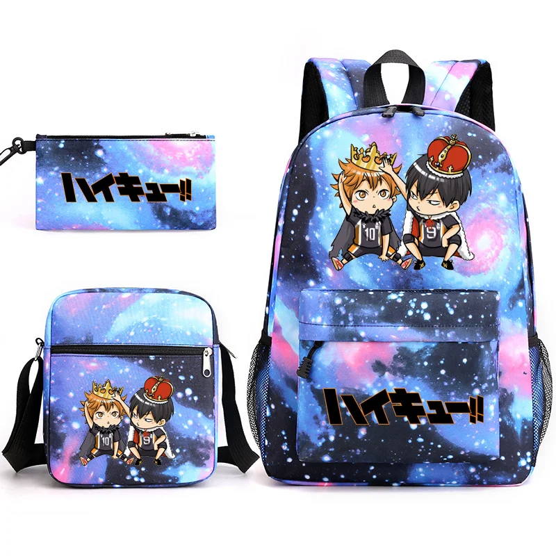 Cartoon-Anime-Pattern-Three-Piece-Backpack-Girls-Boys-School-High ...