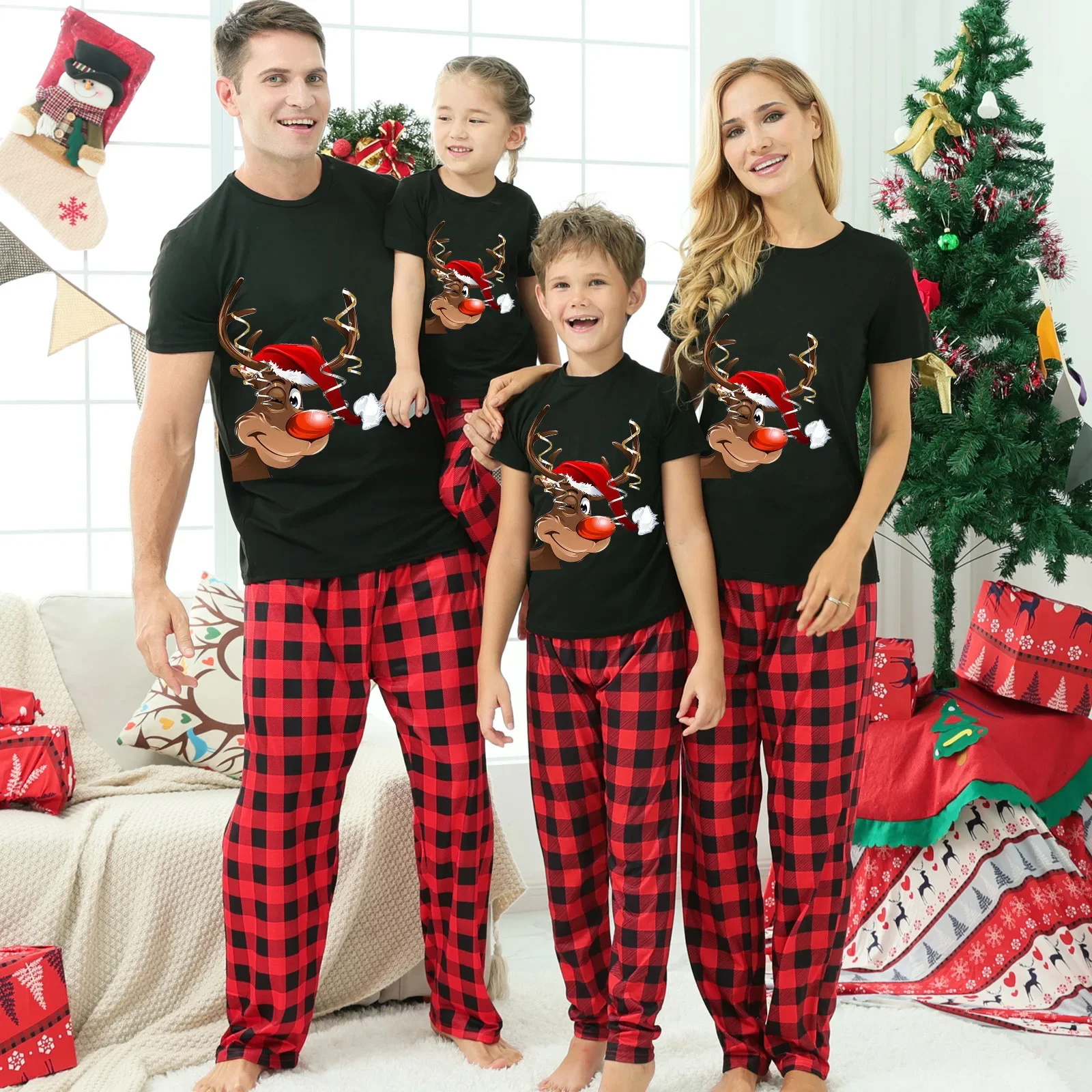 2023-New-Short-Sleeve-Family-Christmas-Pajamas-Set-Cartoon-Cute-Soft-2 ...