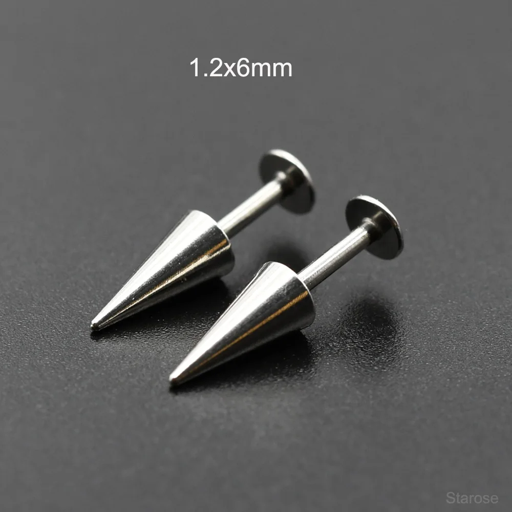 Starose 2Pcs Gothic Cone Stainless Steel Ear Studs Tragus Cartilage ...