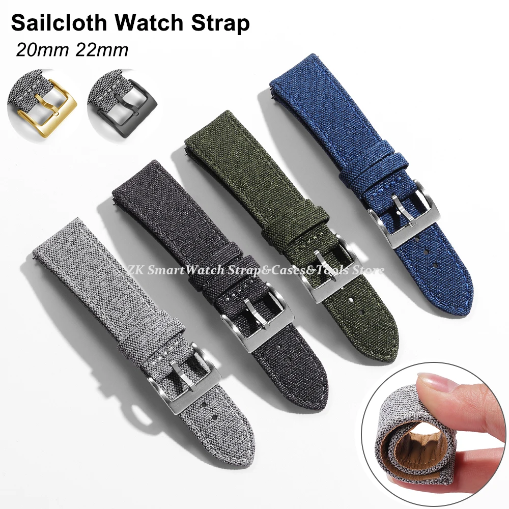 Sailcloth Watch Strap Quick Release 18mm 20mm 22mm Band Waterproof ...