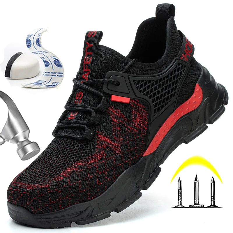 Breathable Men's Safety Shoes Composite Toe Anti-smash Work Shoes ...