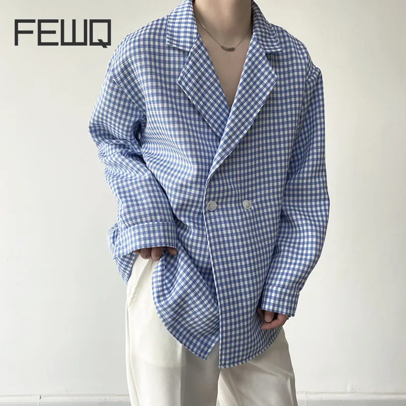 FEWQ-Panelled-Tartan-Personality-Design-Casual-Men-s-Shirt-2023-New ...
