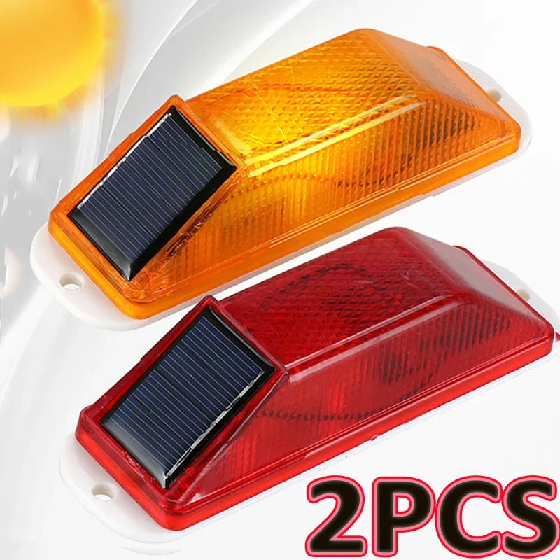 2pcs Warning LED Lamp Strobe Solar Lamp Solar Warning Lamp Chip Control ...