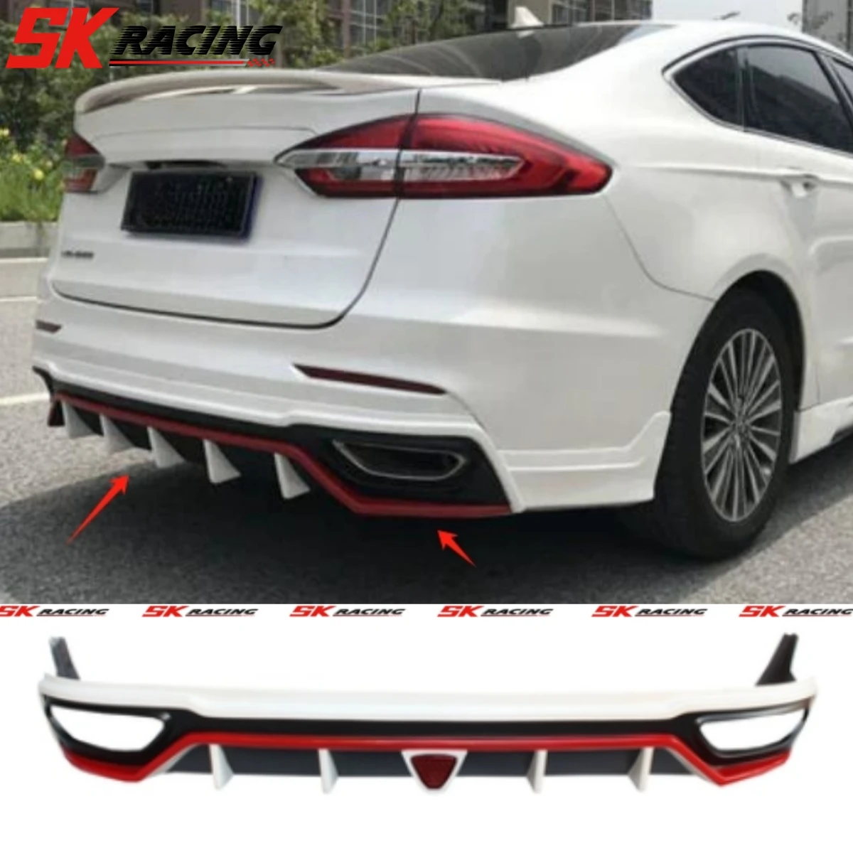 For-Ford-Mondeo-Fusion-2019-ABS-Rear-Bumper-Diffuser-Spoiler-Lip-Body ...