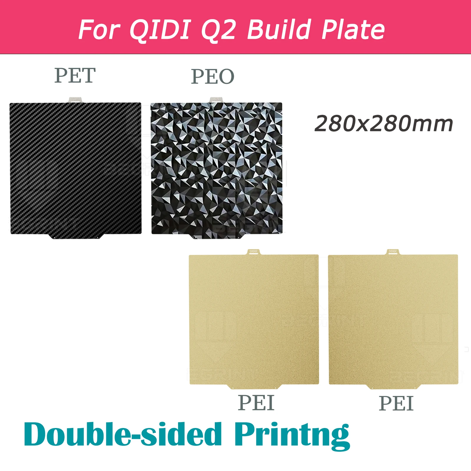 For QIDI Q2 Q2 Combo 3D Printer Build Plate Heat Bed Double Side PEO ...