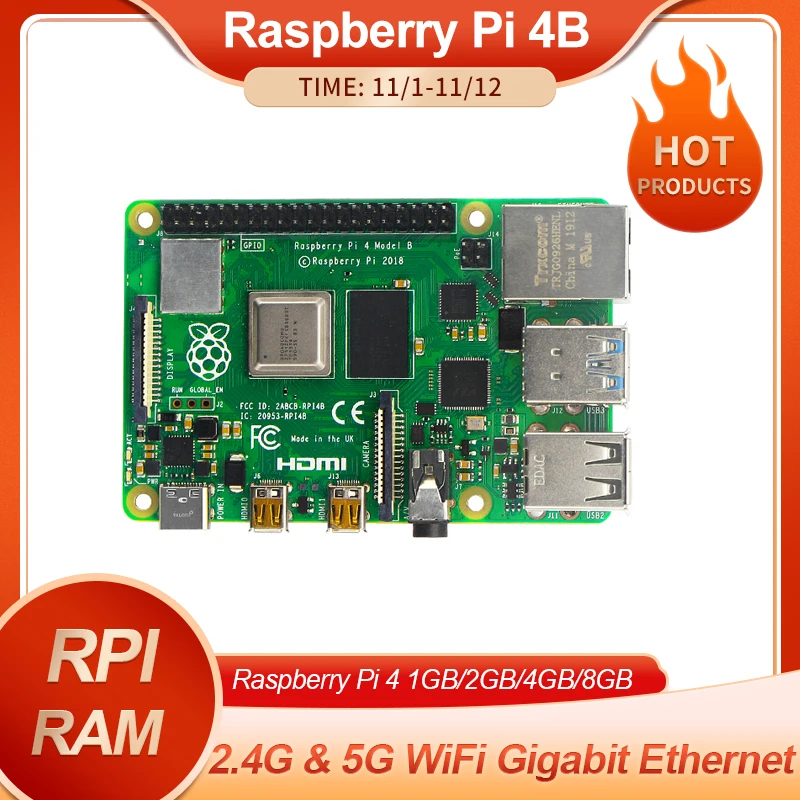 Original raspberry pi 4 modelo b placa 2g 4g 8g ram 2.4g & 5g wifi ...
