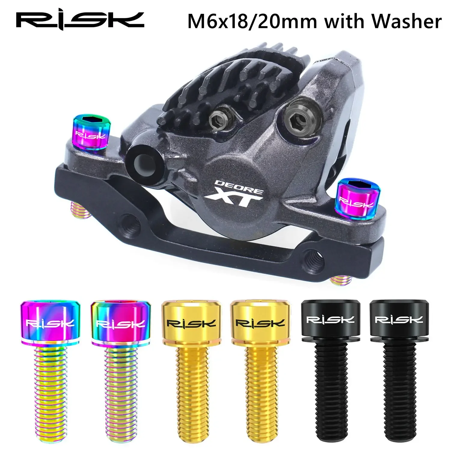 RISK-4PCS-M6x18-20mm-Bicycle-Disc-Brake-Fixed-Bolts-with-Washer ...