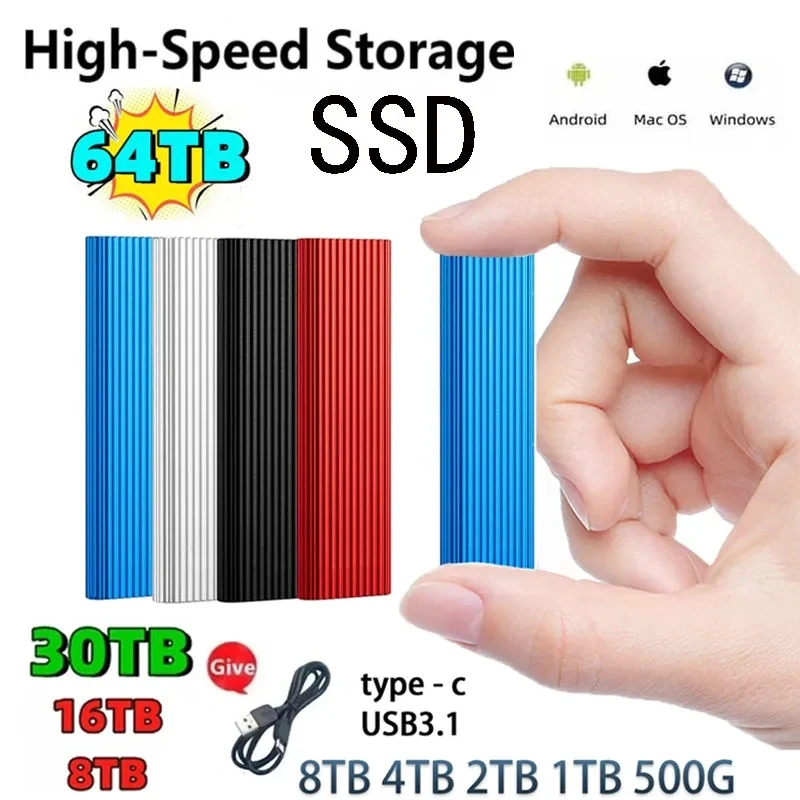 Unidad Flash externa HDD portátil, 1tb, SSD, 2TB, 4TB, 8TB, disco duro ...