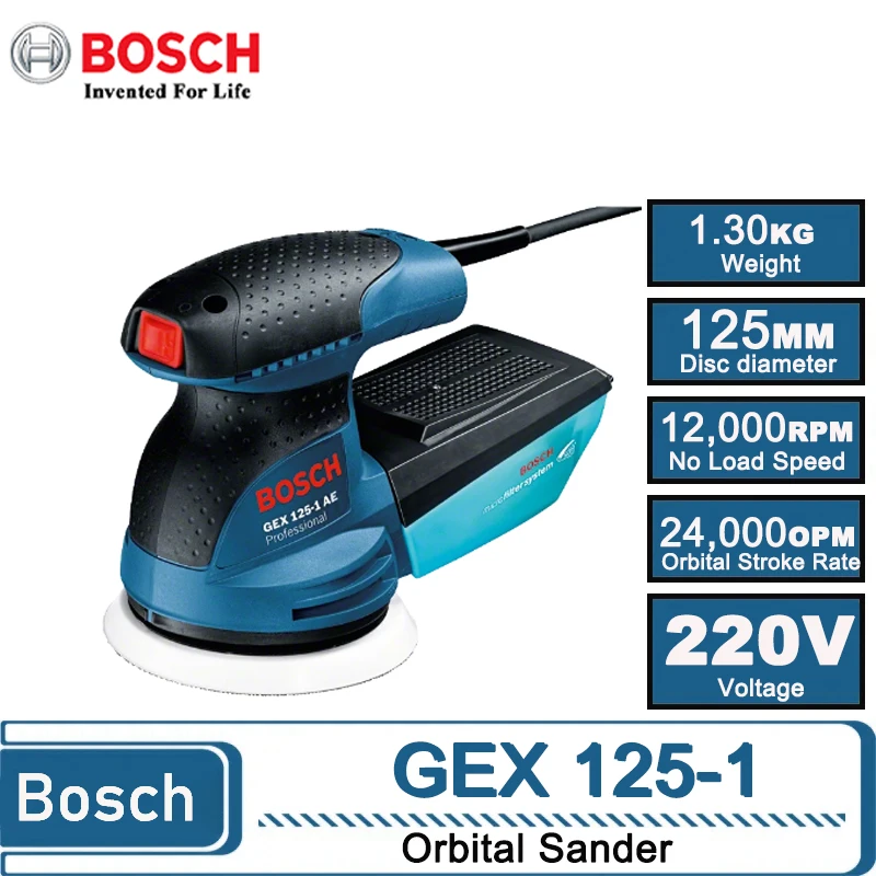 BOSCH-GEX-125-1AE-220V-Random-Orbit-Sander-Speed-adjustable-sanding-machine-disc-grinder ...