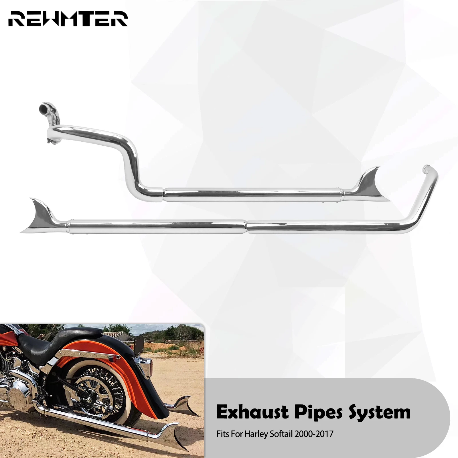 Motorcycle-Chrome-Dual-Exhaust-System-For-Harley-Softail-Fatboy-FLSTF ...
