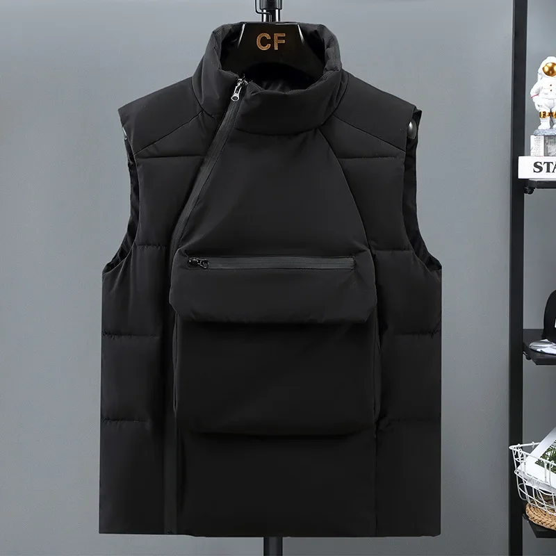 New-Men-s-Autumn-Winter-Down-Cotton-Vest-Front-pocket-Waistcoat-Warm-Sleeveless-Jacket-Stand ...