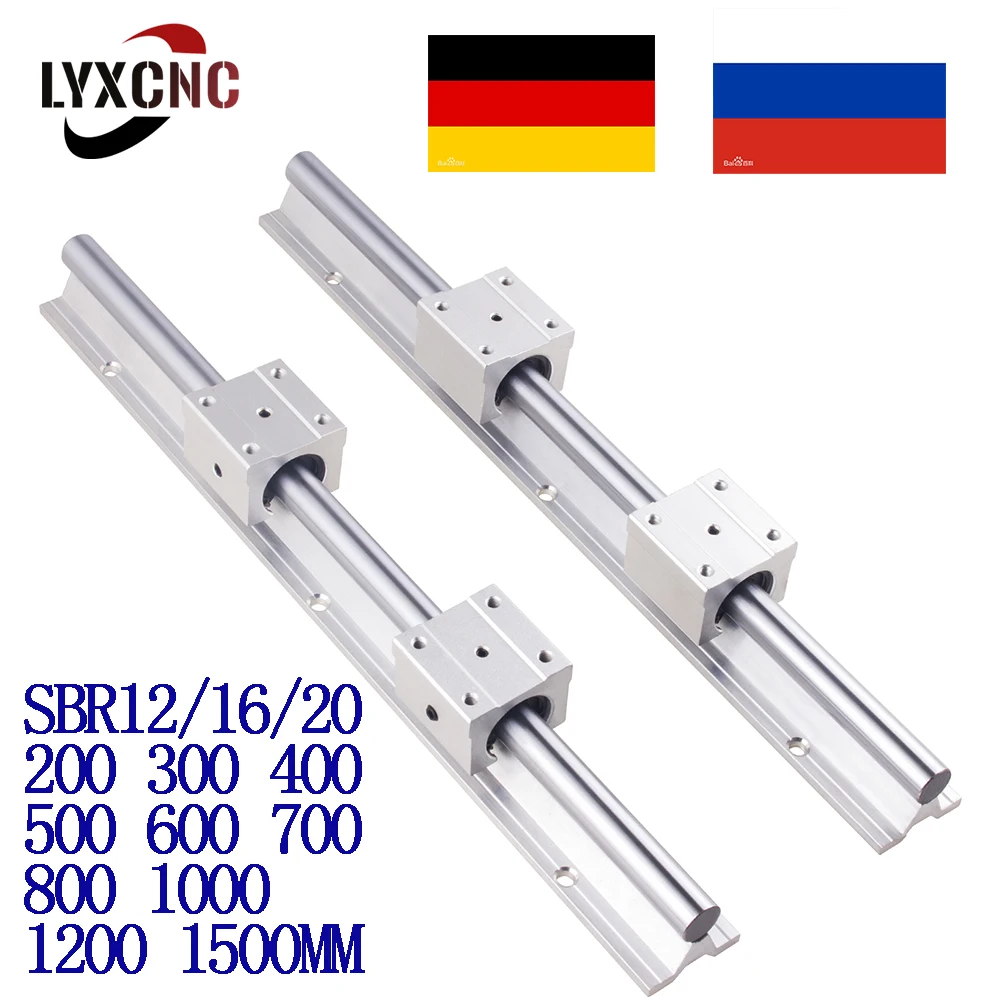 2pcs Trilho Linear Sbr12 Sbr16 Sbr20 200 Milímetros 300 400 500 600 800 ...