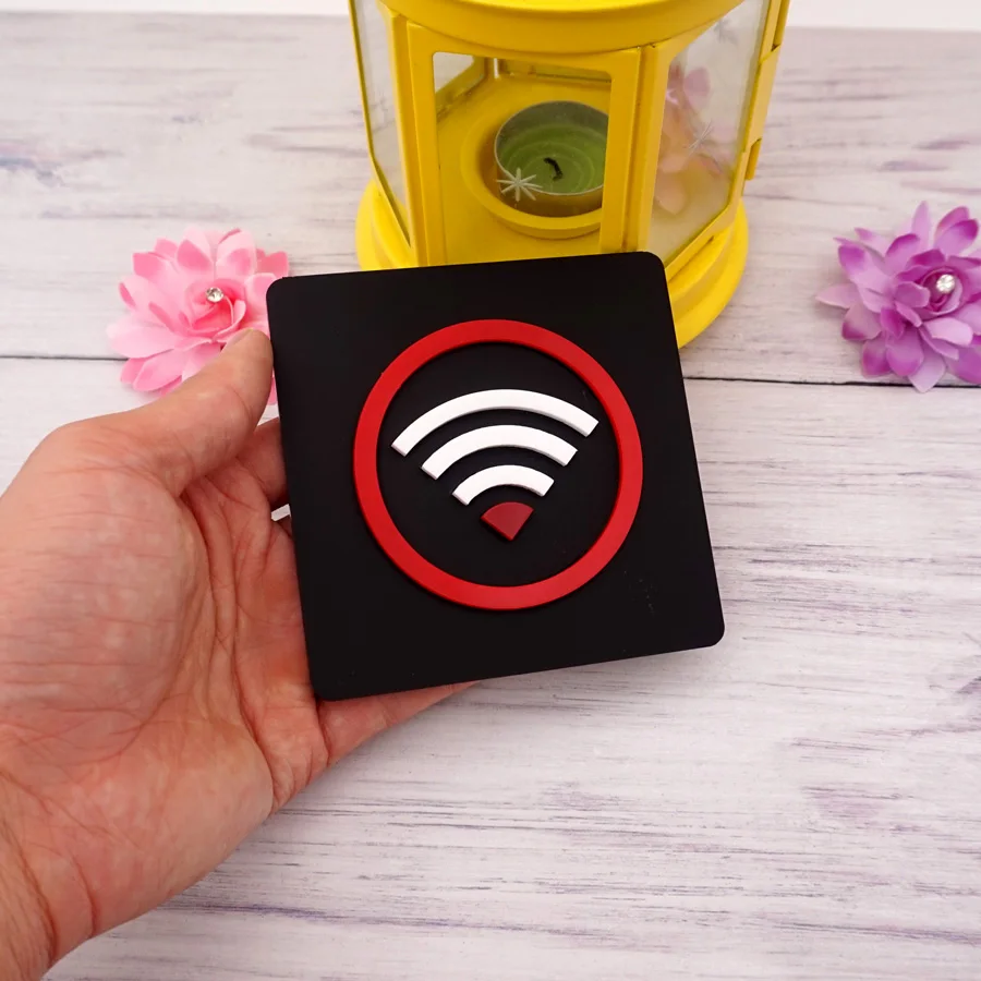 1-Piece-Black-10cm-Square-WIFI-Sign-For-Public-Area-3D-Acrylic-Mirror ...