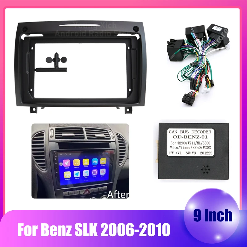 For-Mercedes-Benz-SLK-2006-2010-Frame-Panel-Fascia-2-Din-Car-Radio ...